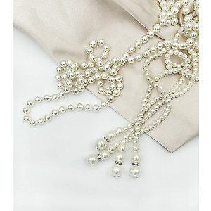 Gionforsy Flapper Pearl Necklace 1920s Long Faux Pearl Necklace Imitation Pearl Necklace for Gatsby Costume Wedding Party