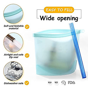 FTCIRA Reusable Silicone Bags for Food Storage, Reusable ziploc Bags,100% Food Grade Silicone,LEAKPROOF, AIRTIGHT |Lunch, Travel, Makeup, Gym Bag | Freezer, Oven, Microwave, Dishwasher Safe(3 Pack, 3 Sizes,Multi )