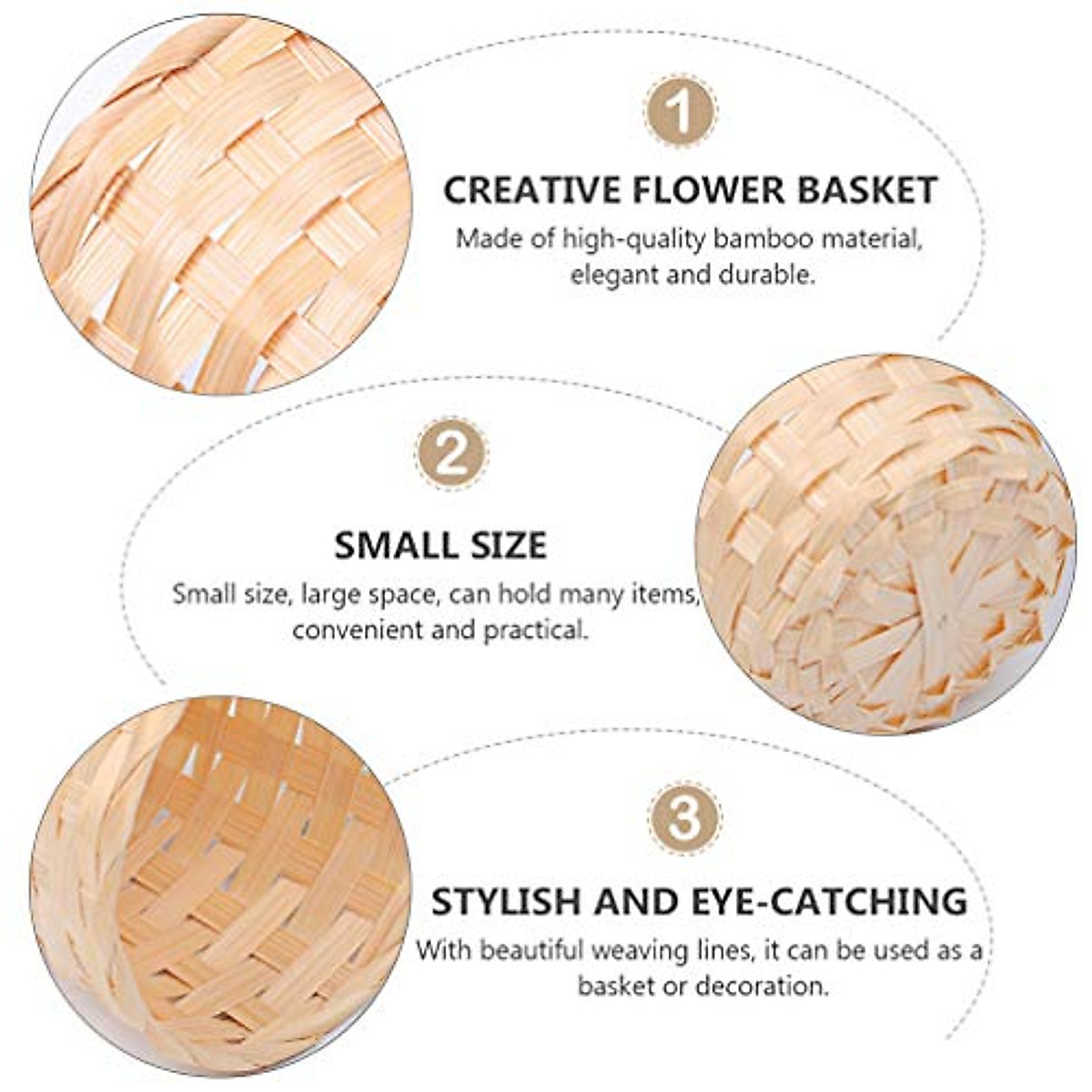 Garneck Flower Pot Holder 4pcs Mini Wicker Basket Sets Small Bamboo Baskets Hand-Held Woven Storage Plant Pot Grocery Basket Flower Plant Basket