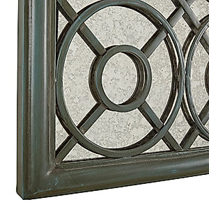 Amazon Brand – Stone & Beam Iron Latticework Decorative Hanging Mirror Wall Art, 39.4 Inch Height, Verdi Green