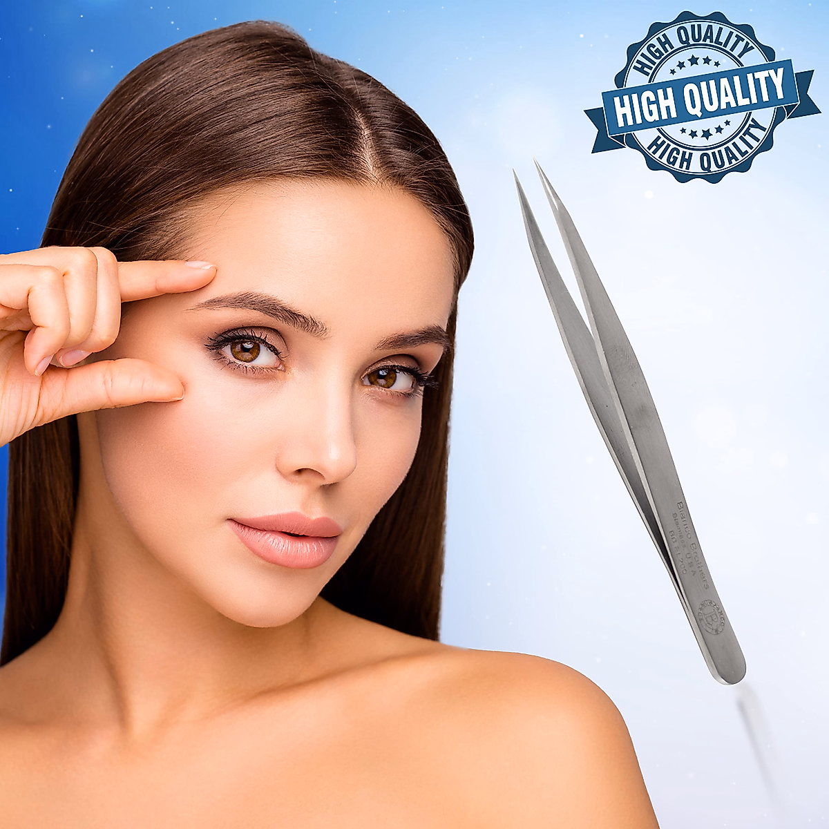 Bianco Brothers Professional Stainless Steel Tweezers | Strong Rust Resistant Tweezers with Ultra Fine Point Design for Precision | Perfect for Facial Hair Removal for Women & Men | Made in USA