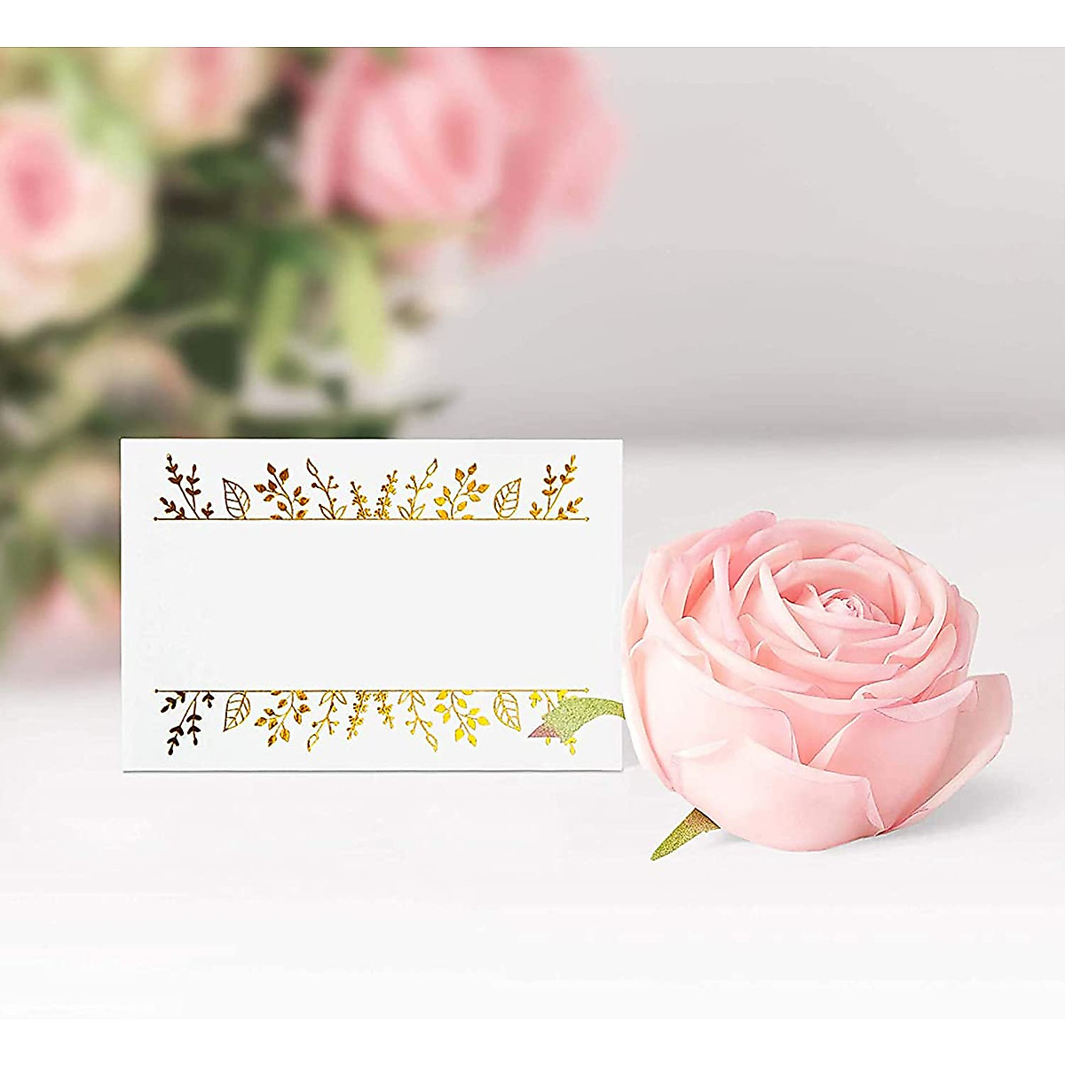 100 Pack Large Name Cards for Table Setting - Tent Place Cards with Gold Foil Design for Wedding, Banquets, Events, Reserved Seating, 2.5"x3.75"