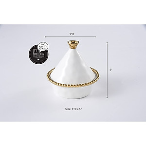 Pampa Bay Golden Salerno Titanium-Plated Porcelain Small Tagine, 5 x 5in