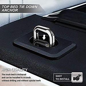 Dibanyou 4pcs Tie Down Anchors Truck Bed Side Wall Anchors Fits for 98-14 F Series, for 99-13 Silverado Sierra, for 95-19 Ram but 09-19 Ram Rail Cap Cut Required