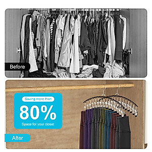 4 Pack Legging Organizer for Closet, Metal Yoga Pants Hangers with 15 Clips Holds 60 Leggings/Skirts/Hats/Bra/Pants Space Saving Hanging Closet Organizers and Storage