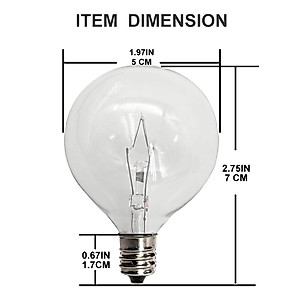 6 Pack Wax Warmer Bulbs,G50 25 Watt Bulbs for Full Size Scentsy Warmers,G16.5 Globe E12 Incandescent Candelabra Base Clear Light Bulbs for Wax Warmer,1.97 Inches,Long Last Lifespan