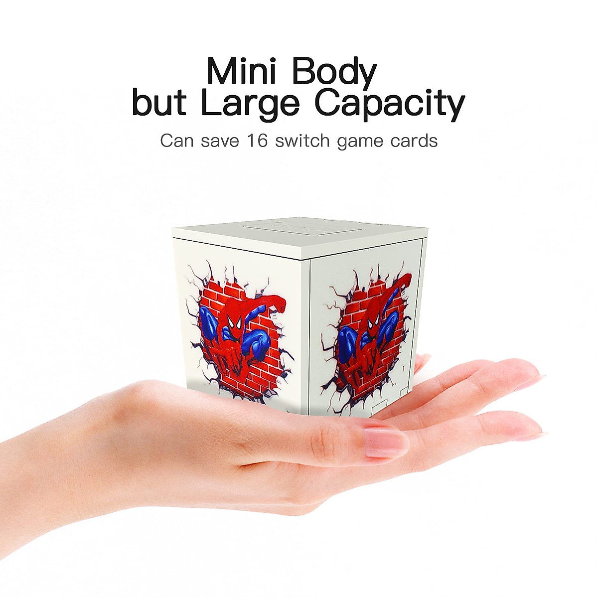 UFOPETIE Game Storage Box Cube for Switch Game Cards Spider-Man Games Cube up to 16 Games,Foldable Nintendo Switch Game Card Case Cube for Nintendo Switch Game Storage Box