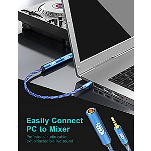 EMK 1/4 to 3.5mm Adapter, 1/4" Female to 1/8" Male Stereo Audio Adapter for Speaker,Amplifiers, Guitar, Home Theater Devices, Laptop, Headphones (3.3FT/1M)