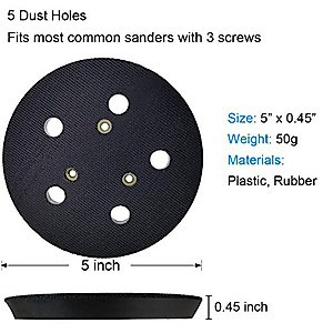 5 Inch 5 Hole Replacement Hook and Loop Sanding Pad For Porter Cable 333 and 333VS Random Orbit Sanders Sander Pad- 1 Pack