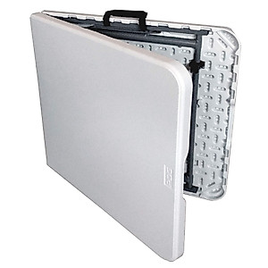 Plastic Development Group 4 Foot Long Bi Foldable Utility Garage Sale Event or Dining Banquet Multipurpose Folding Table with Carrying Handle, White