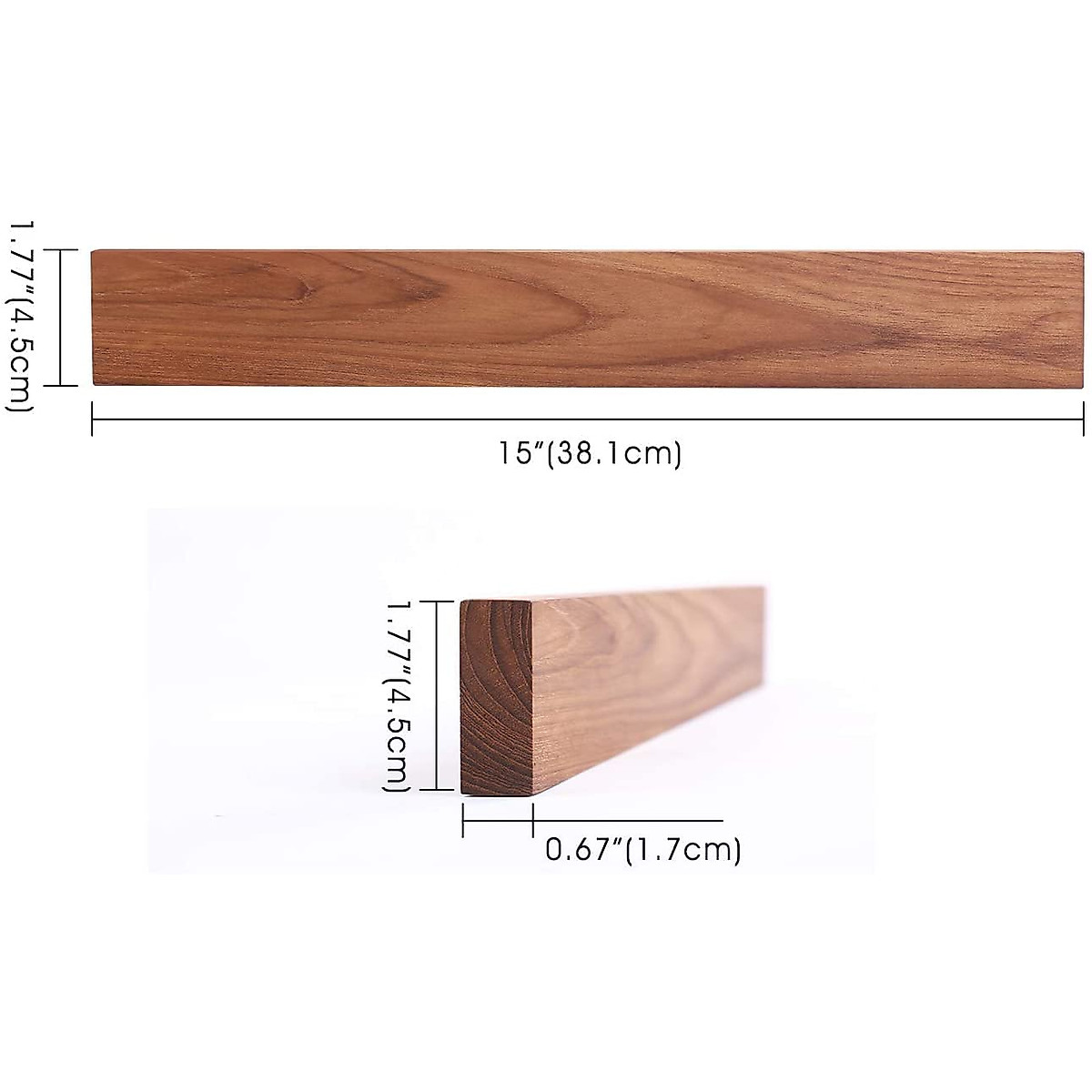Utoplike 15" Teak Wood Magnetic Knife Strip, Knife Magnetic Holder Wall mounted Rack for Organizing Kitchen, New Upgrade, Powerful Continuous Magnet