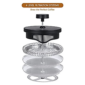 TBGENIUS French Press Coffee Maker 21 oz, Cold Brew Heat Resistant Thickened Borosilicate Coffee Pot, Coffee Presses 600 ml, Tea and Frothed Milk Press (Black，21Ounce)