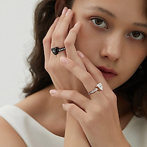 KeyStyle Heart Cremation Urn Rings For Women, Stainless Steel Heart Memorial Ring Size 8