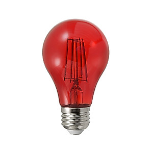 SYLVANIA LED Red Glass Filament A19 Light Bulb, Dimmable, Efficient 4.5W, E26 Medium Base - 1 Pack (70300)