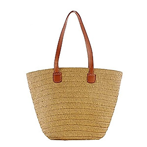 Straw Tote Bag Shoulder Bag for Women Straw Beach Bag Handbag Soft Bohemian Hobo Bag Casual Beach Daypack for Vacation