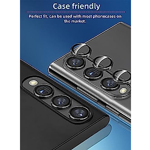 ZXZone [2Packs For Samsung Galaxy Z Fold5 Lens Protector, Premium Tempered Glass Glitter Diamond Metal Camera Lens Protector for Samsung Galaxy Z Fold 5 (Black)