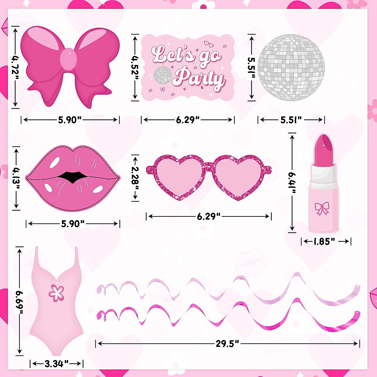 Pink Princess Birthday Hanging Decorations, Hot Pink Girls Birthday Party Decoration, Pink Disco Bachelorette Party Decoration for Princess Birthday Baby Shower Bridal Shower Wedding Party