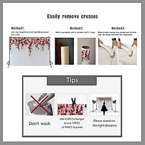 LTLYH 8x6ft White Brick Wall Flowers Backdrop Valentine's Day Theme Photography Backdrop Mother's Day Wedding Bridal Baby Shower Birthday Party Decor Banner 134