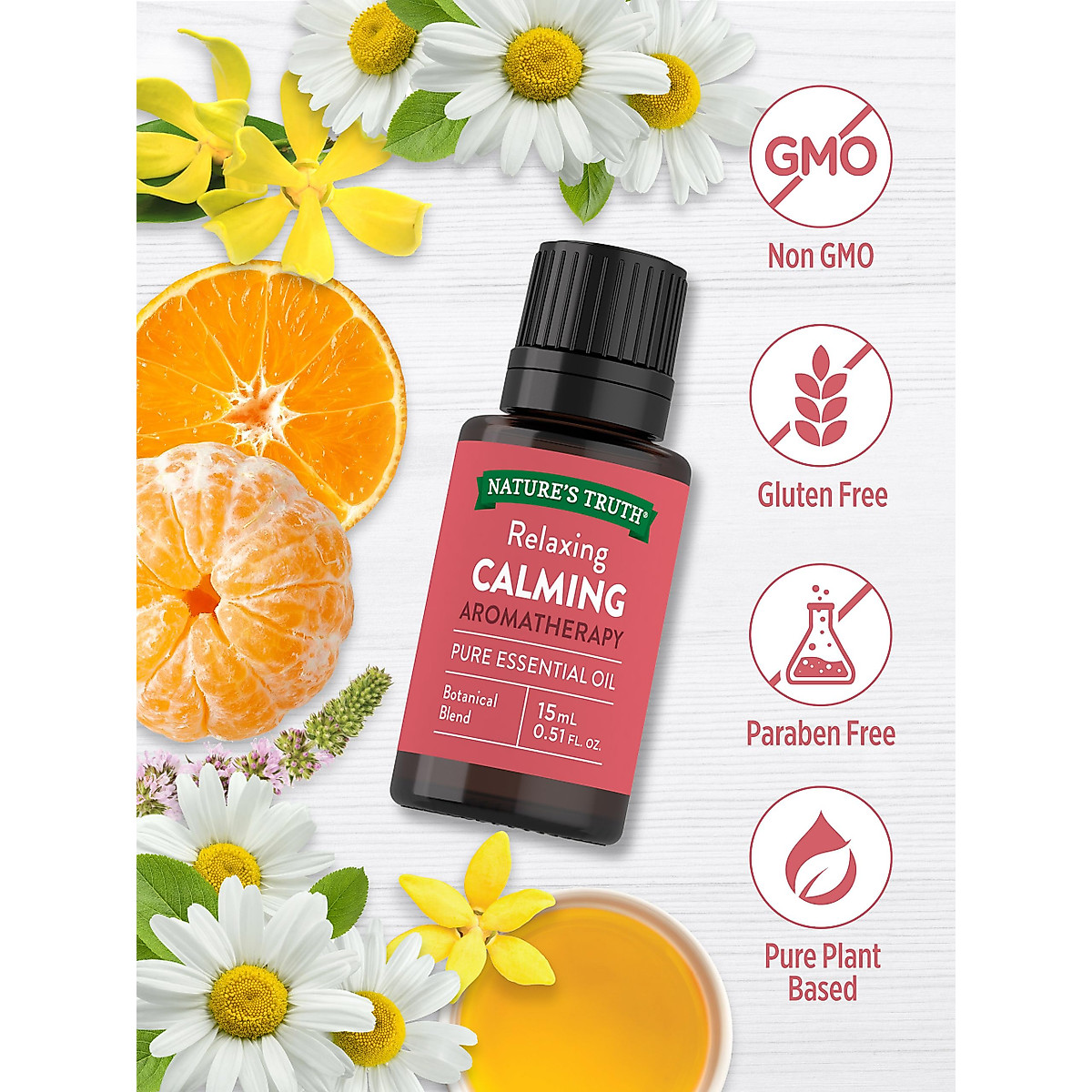 Nature's Truth Aromatherapy Calming 100% Pure Essential Oil, Citrus, 0.51 Fluid Ounce, Clear