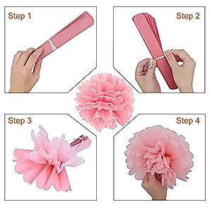 HappyField 12PCS 10” 12” Baby Pink Blue White Tissue Paper Pom Poms Flower Gender Reveal Party Supplies Gender Reveal Party Decorations Boy or Girl Baby Shower Decorations Pink and Blue Decorations