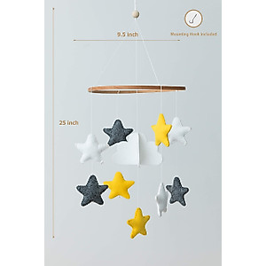 Baby Crib Mobile by Cheeky Owl - Dreamy Cloud and Stars for Nursery Decor and Ceiling Decoration, Gender Neutral, and Handmade Premium Materials