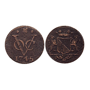 The First New York Penny Coin, Over 225 Years Old, Copper One Duit, Issued by The Dutch East India Company Known as The VOC, Brought to US by Dutch West India Company, Certificate of Authenticity