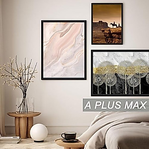 A PLUS MAX 16x20 Picture Frame Set of 4, Engineered Wood Frame Display Photo 11x14 with Mat or 16 x 20 without Mat, 16by20 Frame with Black Wood Grain for Wall - 4 Pack/Black/16 x20