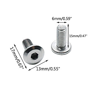 Biaungdo M6x15mm Stainless Steel Flat Head Hex Socket Cap Bolts Screws Countersunk Connector Fastener,Pack of 30