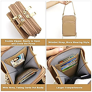 Borivilla Crossbody Cellphone Purse Women Touch Screen Bag RFID Blocking Wallet Handbag Shoulder Strap