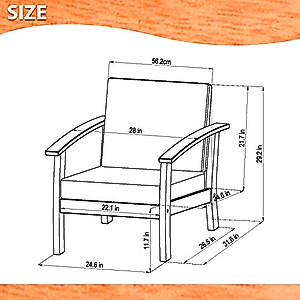 Kevin Amazonia Murano 4-Piece Patio Seating Se SC KINGS4DEEP_KH | Eucalyptus Wood | Ideal for Outdoors and Poolside, 118Lx42Wx36H, Khaki