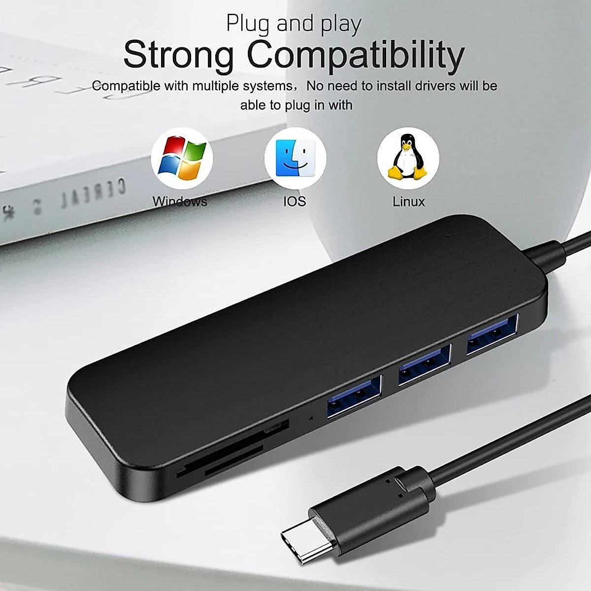 SHYPT USB C Hub USB Hub 3.0 Multi USB Splitter Adapter 3 Port Card Reader High Speed Type C Mini USB-Hub Extension Cable