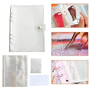 Diamond Painting Beads Storage Book Diamonds Container A5 Album Binder with Pockets Self Sealing Plastic Bags Clear Loose Leaf Organizer,Diamond Painting Rhinestone Storage