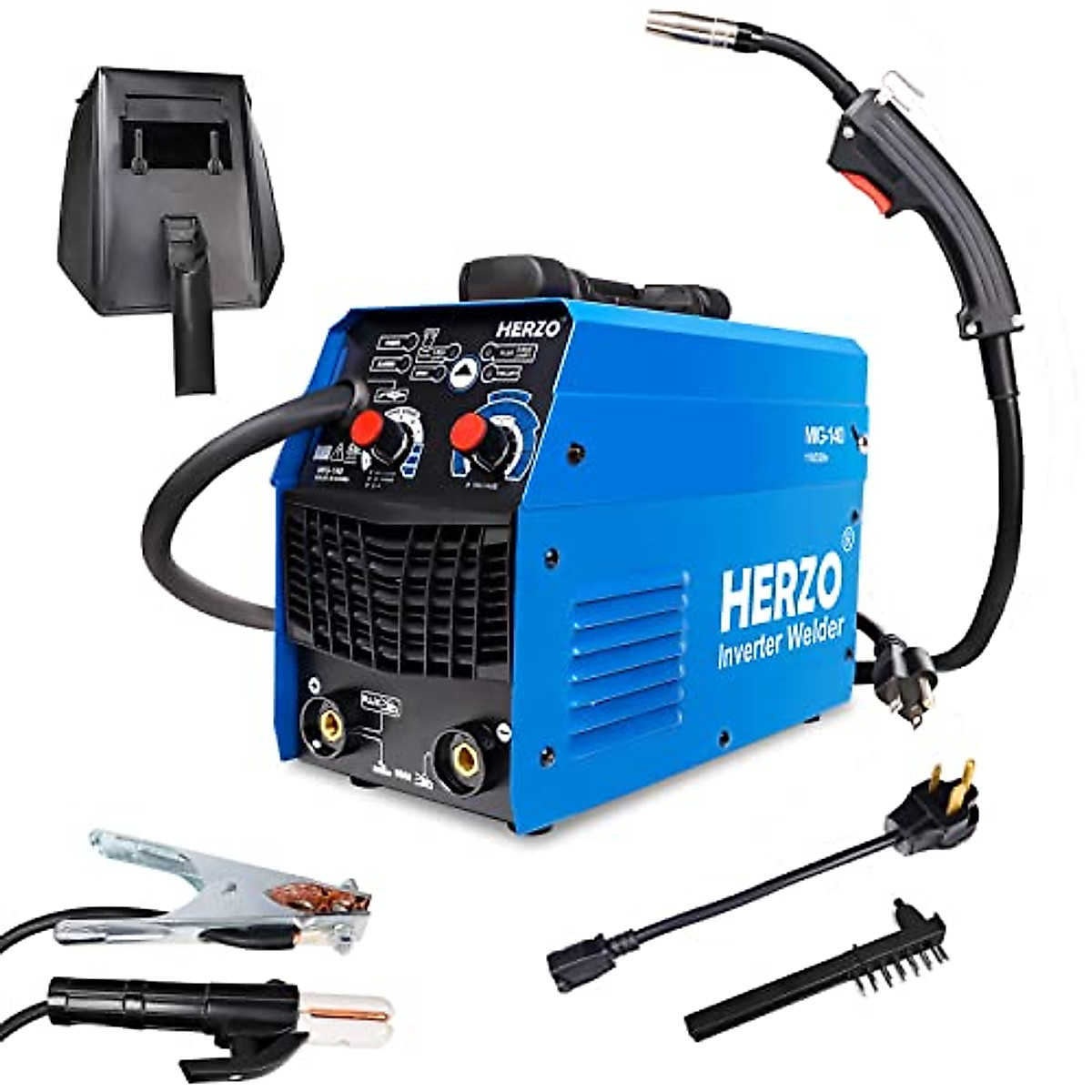 HERZO 140 A MIG Welder.Flux Core Welder 110/220 V Flux MIG/MMA/LIFT TIG 3 in 1 Welding Machine IGBT Inverter Welding Machine