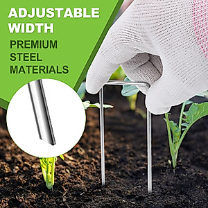 30 Pcs Galvanized Landscape Staples Metal Garden Stakes Heavy Duty for Ground Cover, U-Shaped Pins Yard Stakes Weed Barrier Fabric, Garden Hose, Drip Irrigation, 1.6 inch*(6 inch+4 inch)