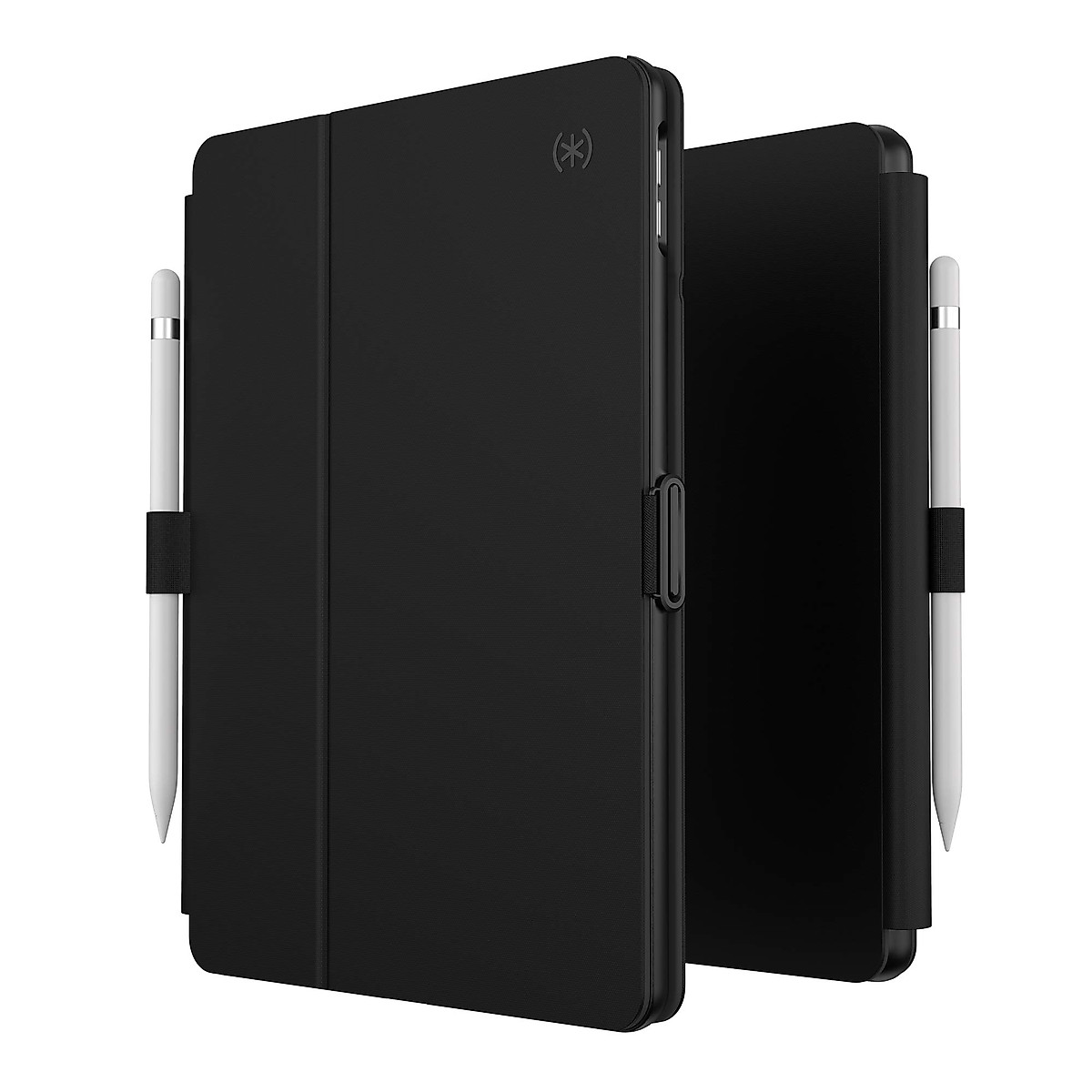 Speck Balance Folio Case for iPad 10.2 Inch (2019-2021) - Drop & Camera Protection, Slim Multi Range Stand, Apple Pencil Holder - Black/Black