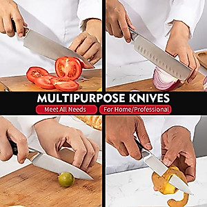 lemsper Professional Chef's Knife Set 5PCS - 3.5-8 Inch Set Kitchen Knives with Magnetic Knife Strip,5Cr15Mov German Carbon Stainless Steel Sharp Knives Set for Kitchen with Gift Box