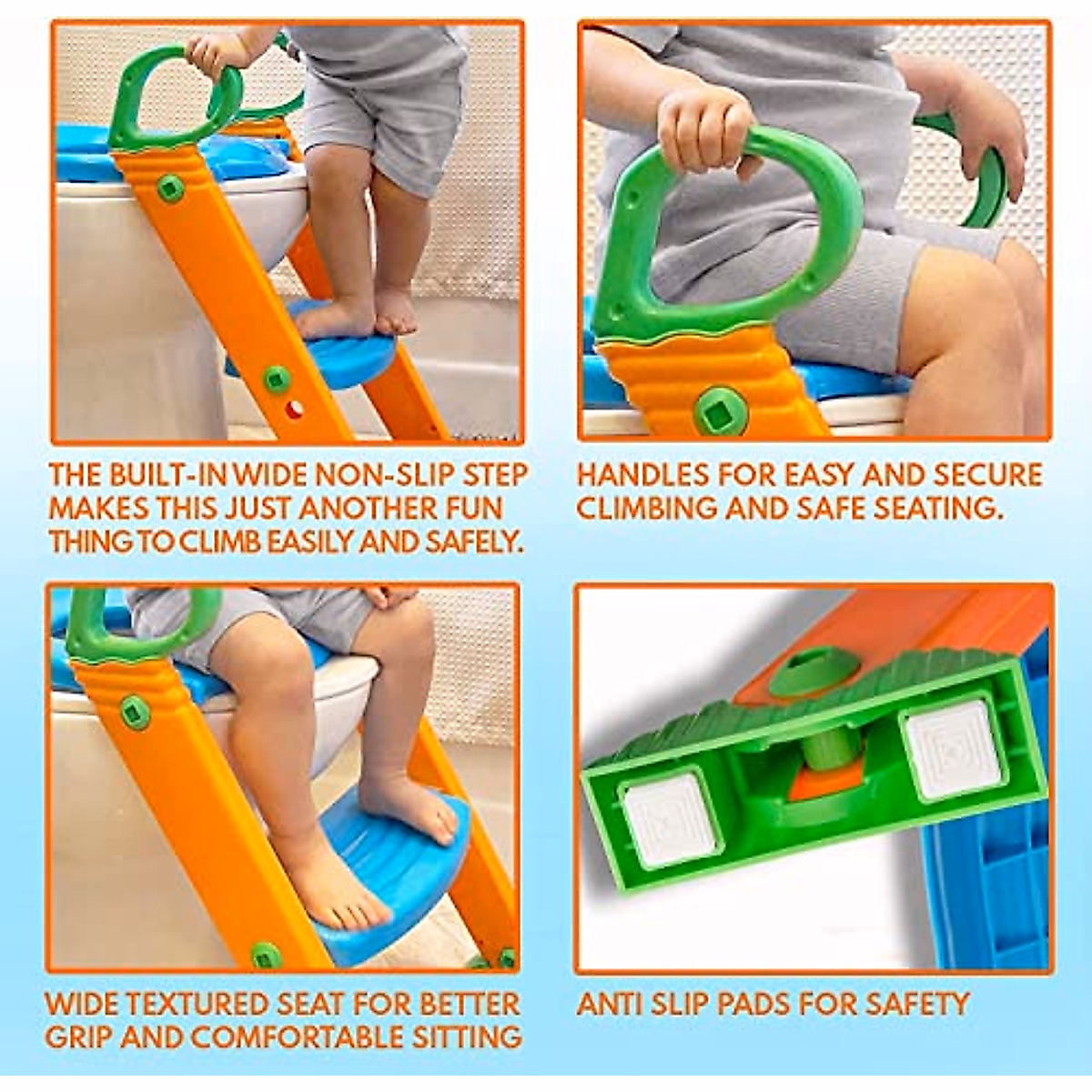 Alayna Potty Training Seat with Ladder & Upgraded Splashguard - Toilet Step Stool for Kids Toddlers w/Handles. Sturdy, Safe & Adjustable Height, Anti Slip Pads. Easy Fold Trainer for Boys Girls Baby