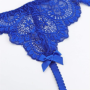 Sexy Lace Suspender Garter Belt for Thigh High Stockings (N034SL-XL-Blue)