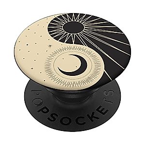 Yin Yang Moon & Sun - Day & Night Black PopSockets Swappable PopGrip