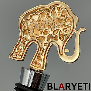 Wine Bottle Stopper Airtight Seal-Decorative Crystal Polygonal Gem Pearls Elephant Animal Gold Bottle Topper for Wine &Beverage Plug,Set of 1