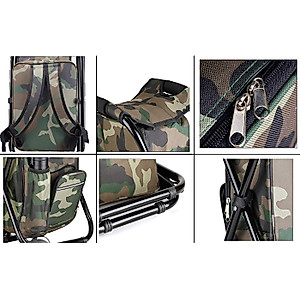 HANERDUN 3 in 1 Cooler Backpack, Foldable Fishing Chair, Portable Backpack Chair with Fabric Cooler Bag, Soft Sided Cooler Chair for Outdoor Hiking Events Beach Fishing Camping