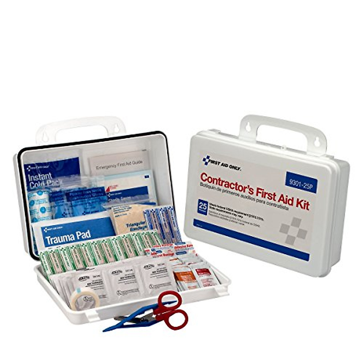 First Aid Only 9301-25P 25-Person Contractor's Emergency First Aid Kit for Home Renovation, Job Sites, and Construction Vehicles, 176 Pieces