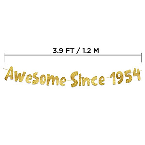 Awesome Since 1954 Gold Glitter Banner - 70th Birthday and Anniversary Party Decorations