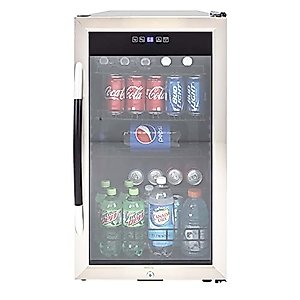 Magic Cool MCBC3SI Beverage Cooler with Glass Door 108 Can Mini Refrigerator with Lock for Beer Soda Water Wine with Digital Temperature Control, Metallic