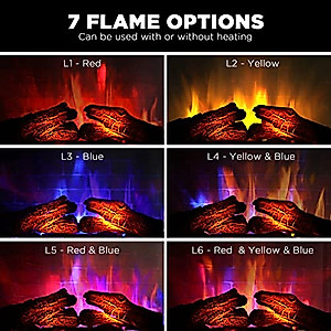 TURBRO Firelake 27-Inch Electric Fireplace Heater - Freestanding Fireplace with Mantel, No Assembly Required - 7 Adjustable Flame Effects, Overheating Protection, CSA Certified - 1400W, Black Walnut