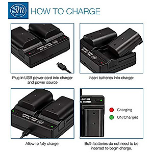 BM Premium 2-Pack of DMW-BLF19, DMW-BLF19e, DMW-BLF19PP Batteries and Dual Battery Charger for Panasonic Lumix DC-G9, DC-GH5, DMC-GH3, DMC-GH3K, DMC-GH4, DMC-GH4K Digital Camera