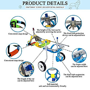 HobeyHove Adjustable Dog Cart/Wheelchair for Back Legs，Pet/Doggie Wheelchairs with Disabled Hind Legs Walking，Light Weight (7-Size)(XXS)