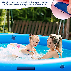 4 Pcs 23 x 5 Inch Vinyl Pool Repair Patch Kit Large Self-Adhesive PVC Pool Patch Repair Kit Cut-to-Size Inflatable Pool Patches with Scissors for Swimming Pools Inflatable Boat Products(Dark Blue)