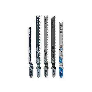 BOSCH T501 5-Piece T-Shank Wood and Metal Cutting Jig Saw Blade Set