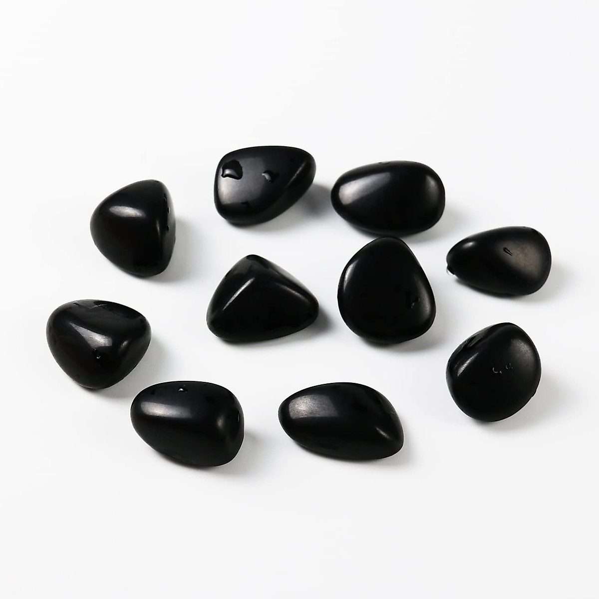 Tumbled Polished Natural Black Obsidian Stones, Crystals and Healing Stones Quartz Bulk for Wicca, Reiki, Healing Energy, Chakra Stones, Witchcraft Supplies(10Pcs)